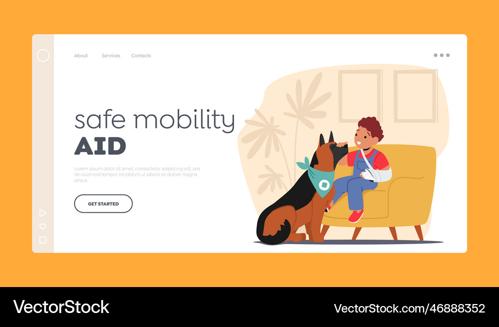 Safe mobility aid landing page template little Vector Image