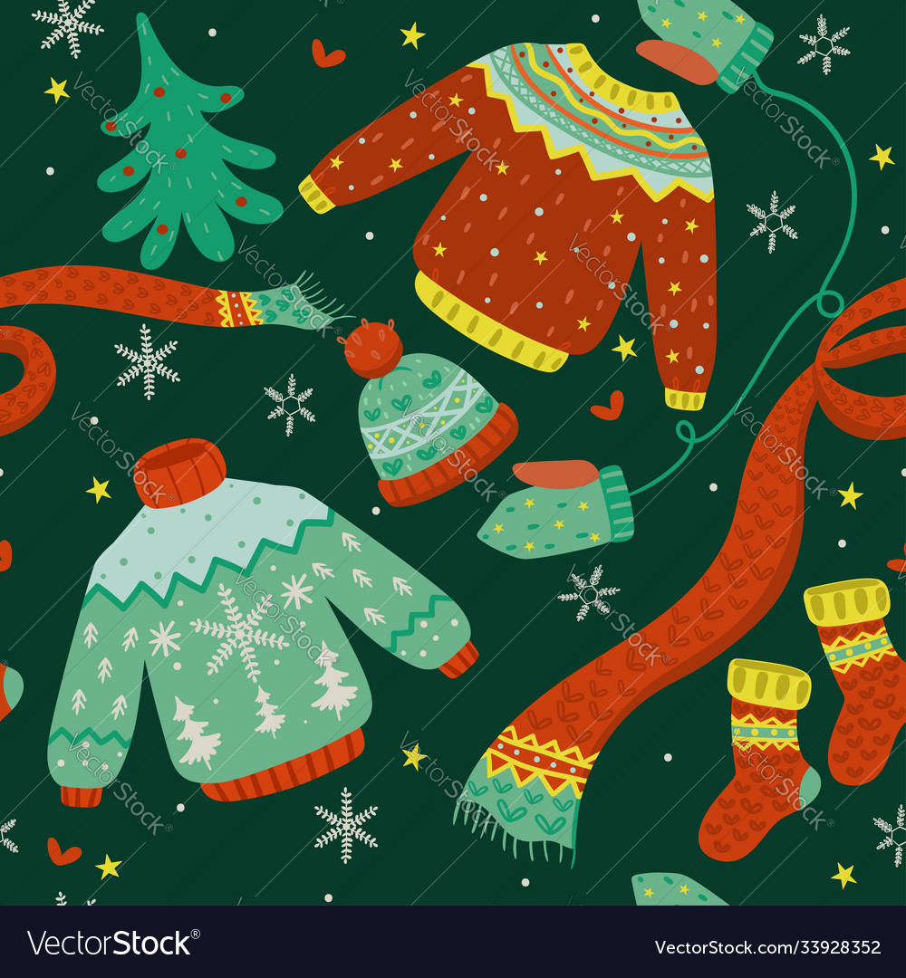 Seamless pattern with winter clothes Royalty Free Vector