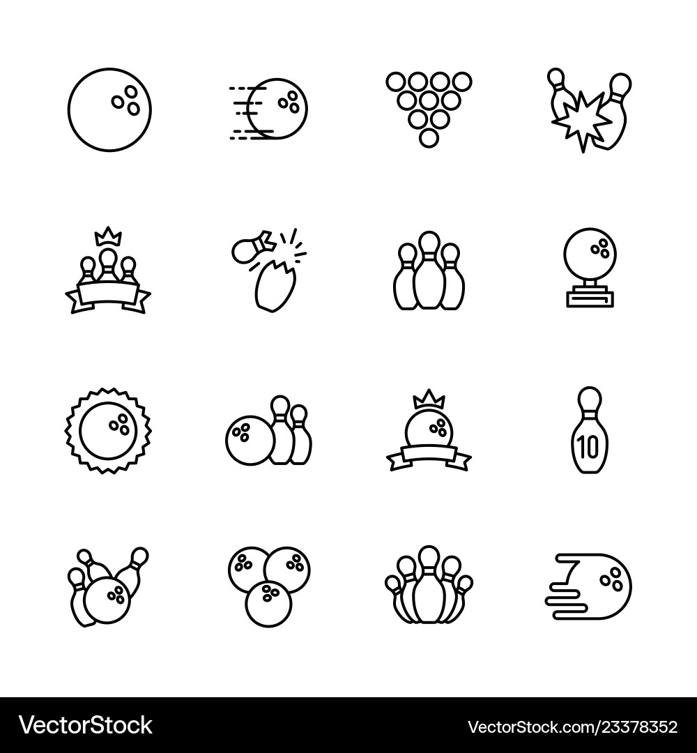 Simple set symbols bowling kegling and billiards Vector Image
