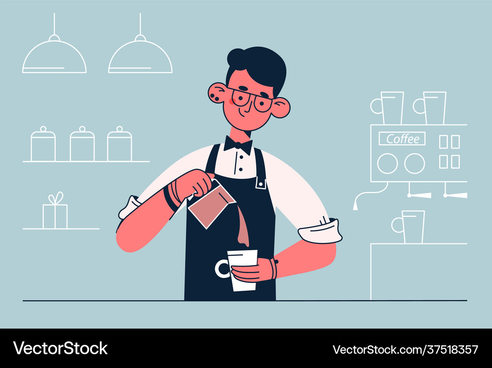 Barista during work concept Royalty Free Vector Image