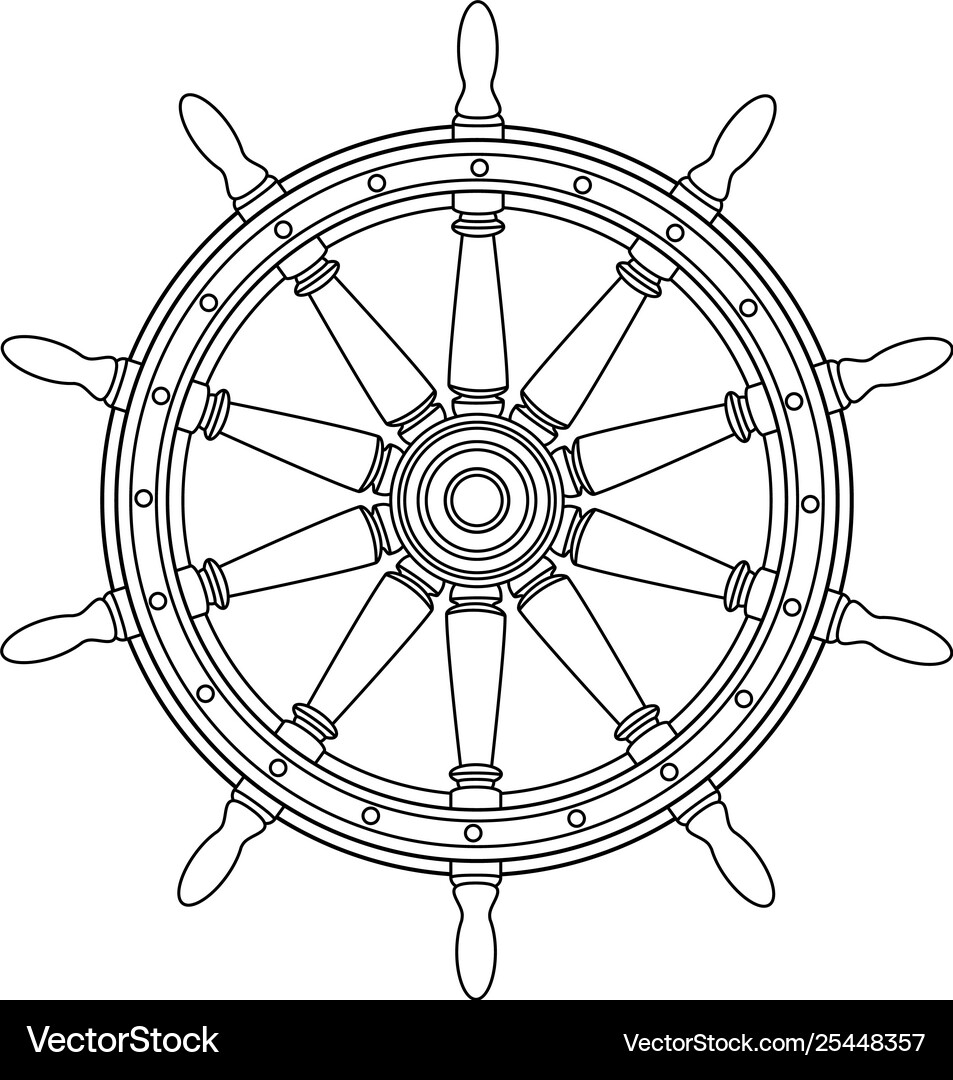Black white boat handwheel ship wheel helm Vector Image