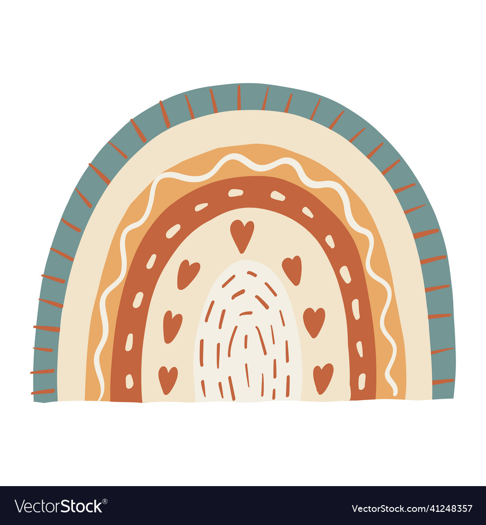 Boho hand drawn cute rainbow for nursery Vector Image