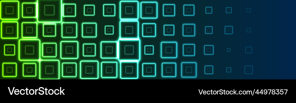 Bright green blue neon geometric squares abstract Vector Image