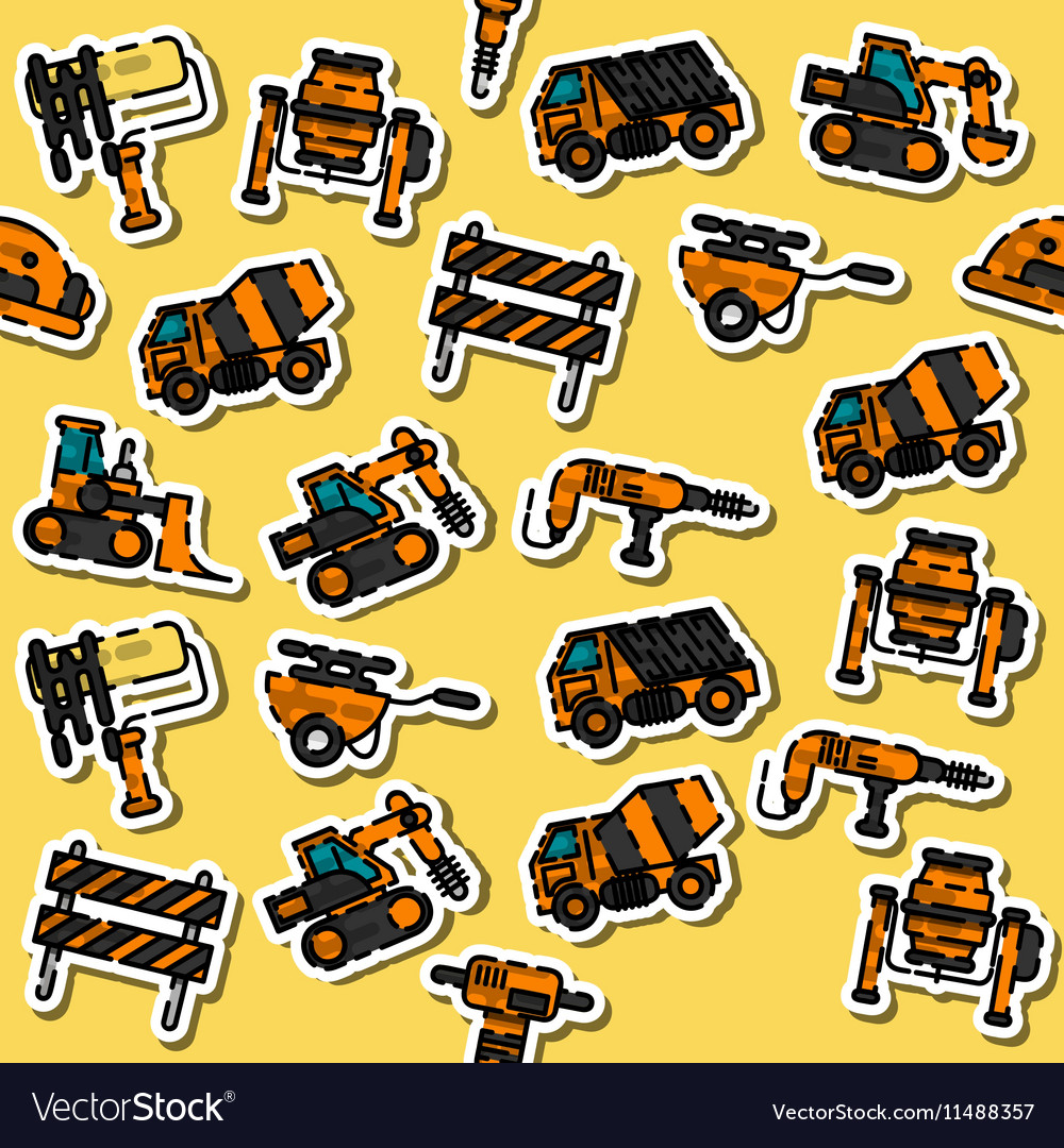 Colored construction machinery pattern Royalty Free Vector