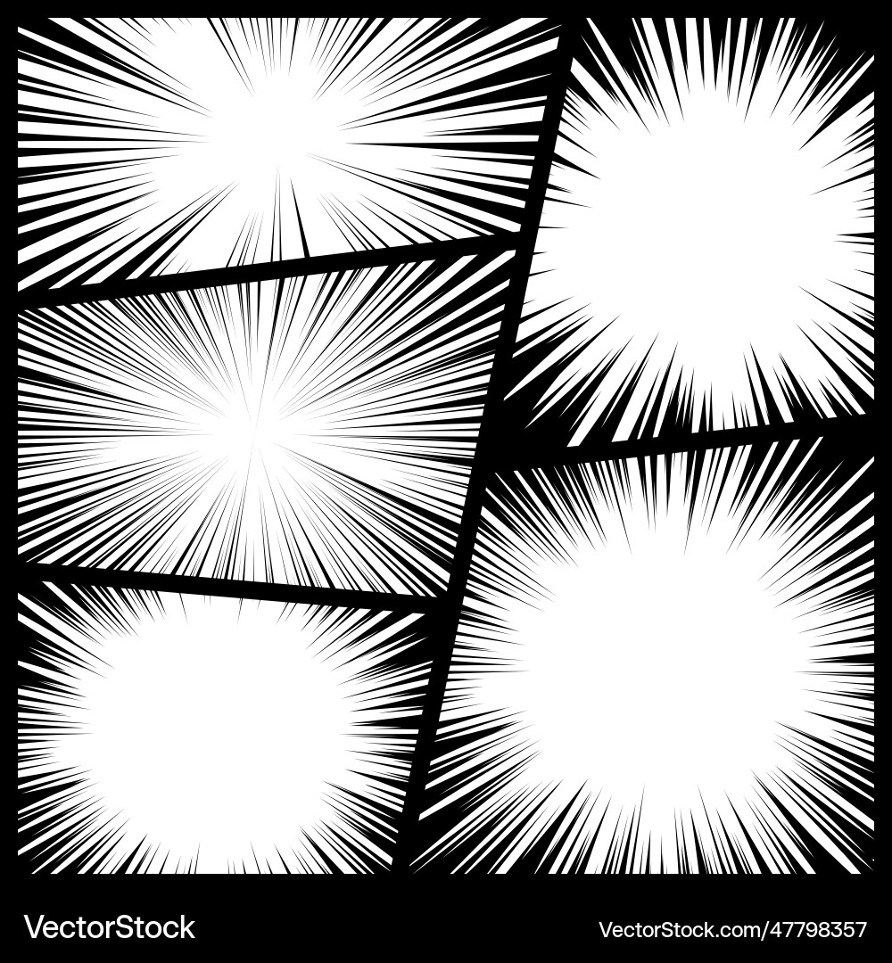Comic book radial rays lines comics background Vector Image