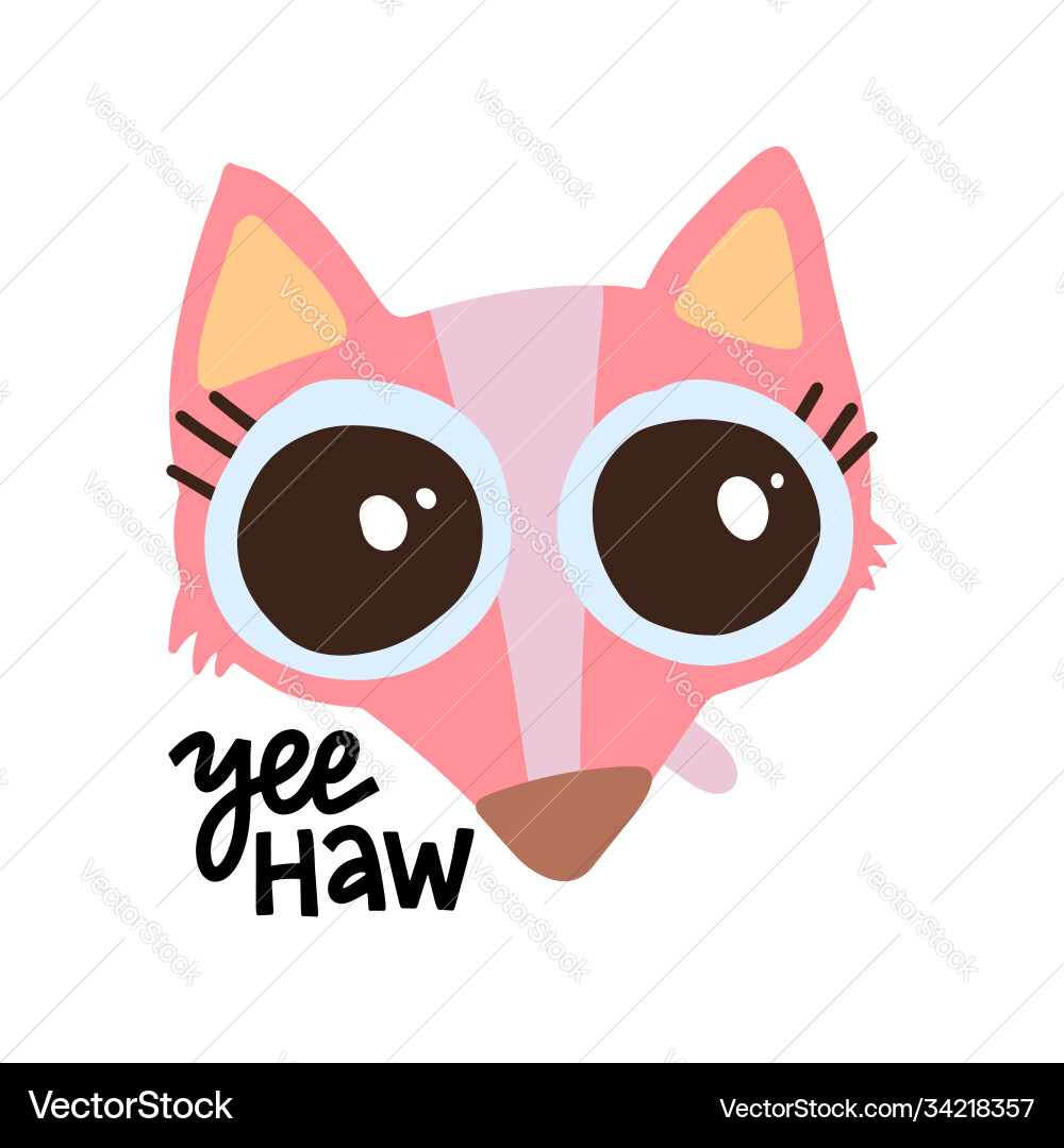 Cute pink fix with big eyes on white backdrop Vector Image