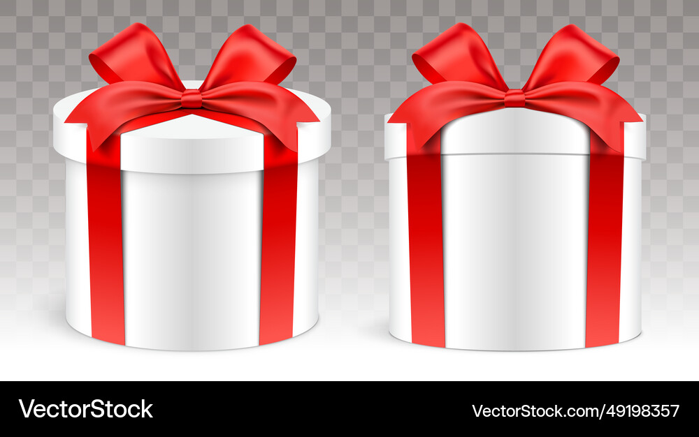 Cylindrical gift box wrapped with red ribbon Vector Image