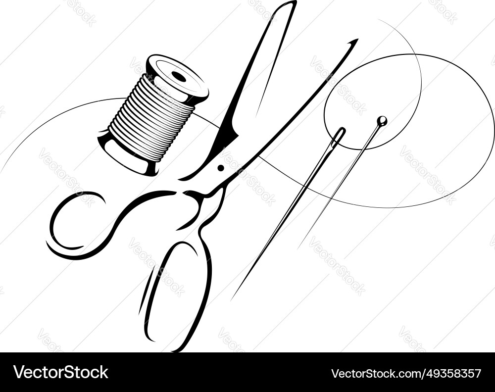 Design for cutting and sewing sewing scissors and Vector Image
