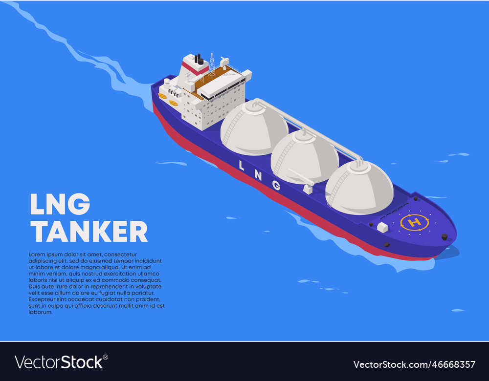 Detailed offshore lng tanker in isometry Vector Image