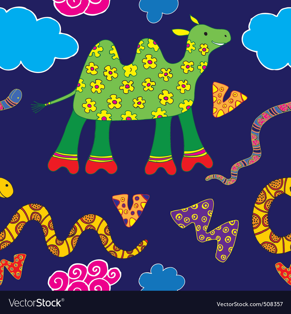 Floral camel pattern Royalty Free Vector Image