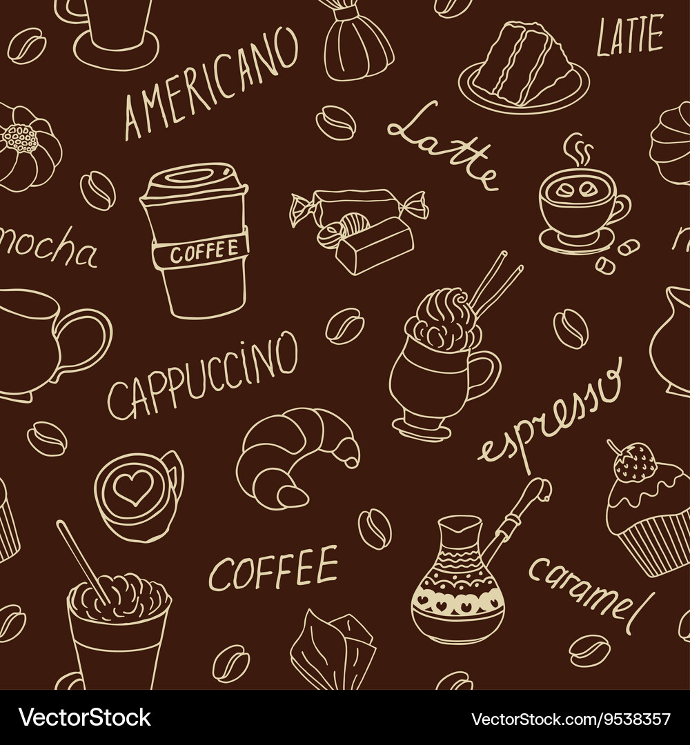Hand Drawn Coffee Background Royalty Free Vector Image