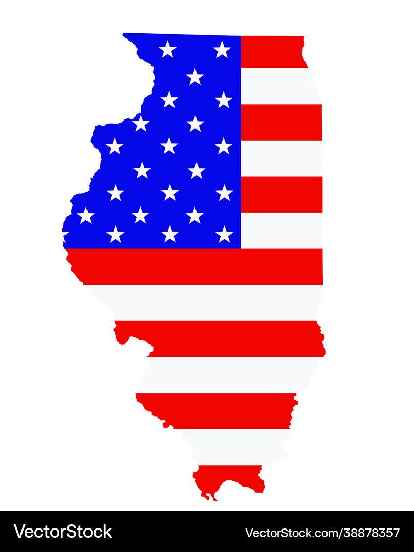 Illinois State Map with USA Flag Royalty Free Vector Image