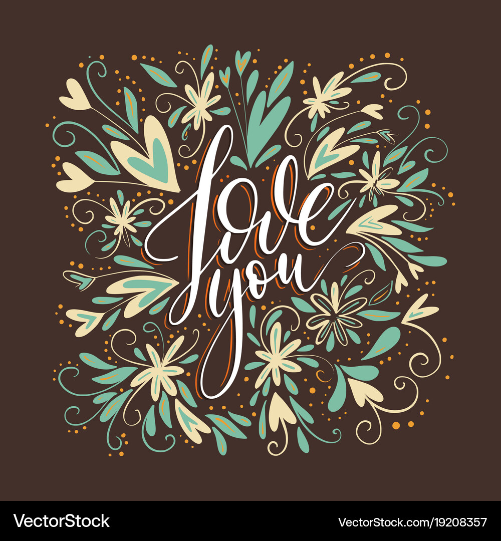 Love you lettering card Royalty Free Vector Image
