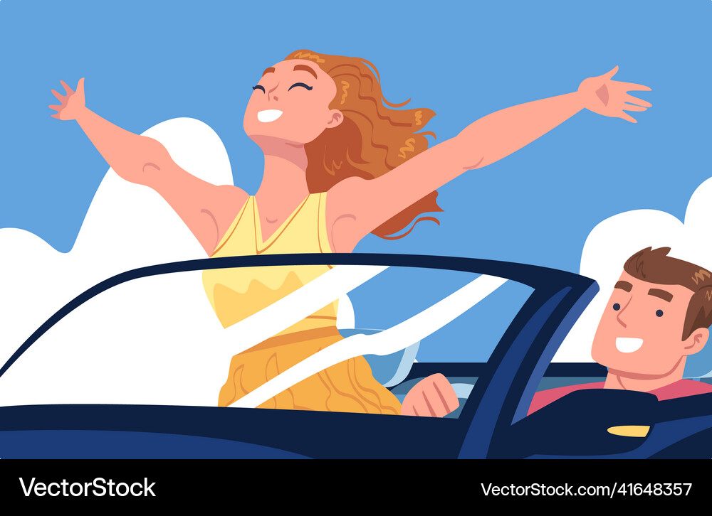 Man character driving car sitting on driver seat Vector Image