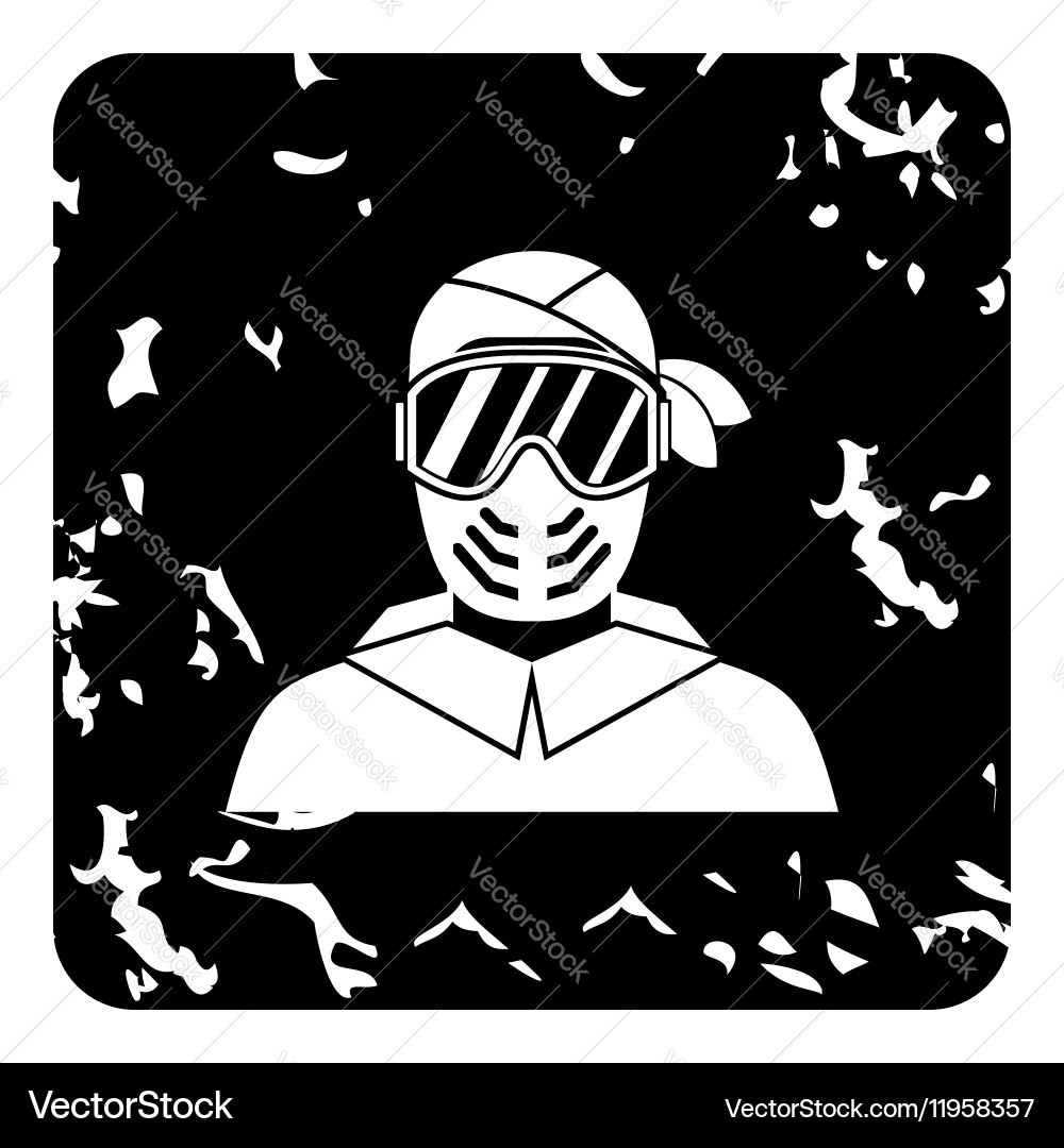 Man in mask icon grunge style Royalty Free Vector Image