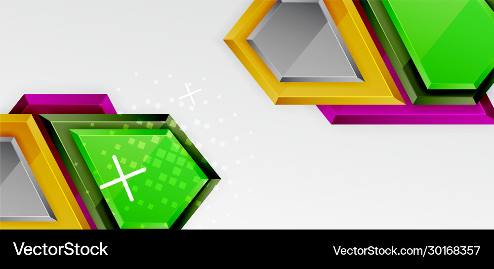 Metal glossy shiny geometric shapes with 3d effect