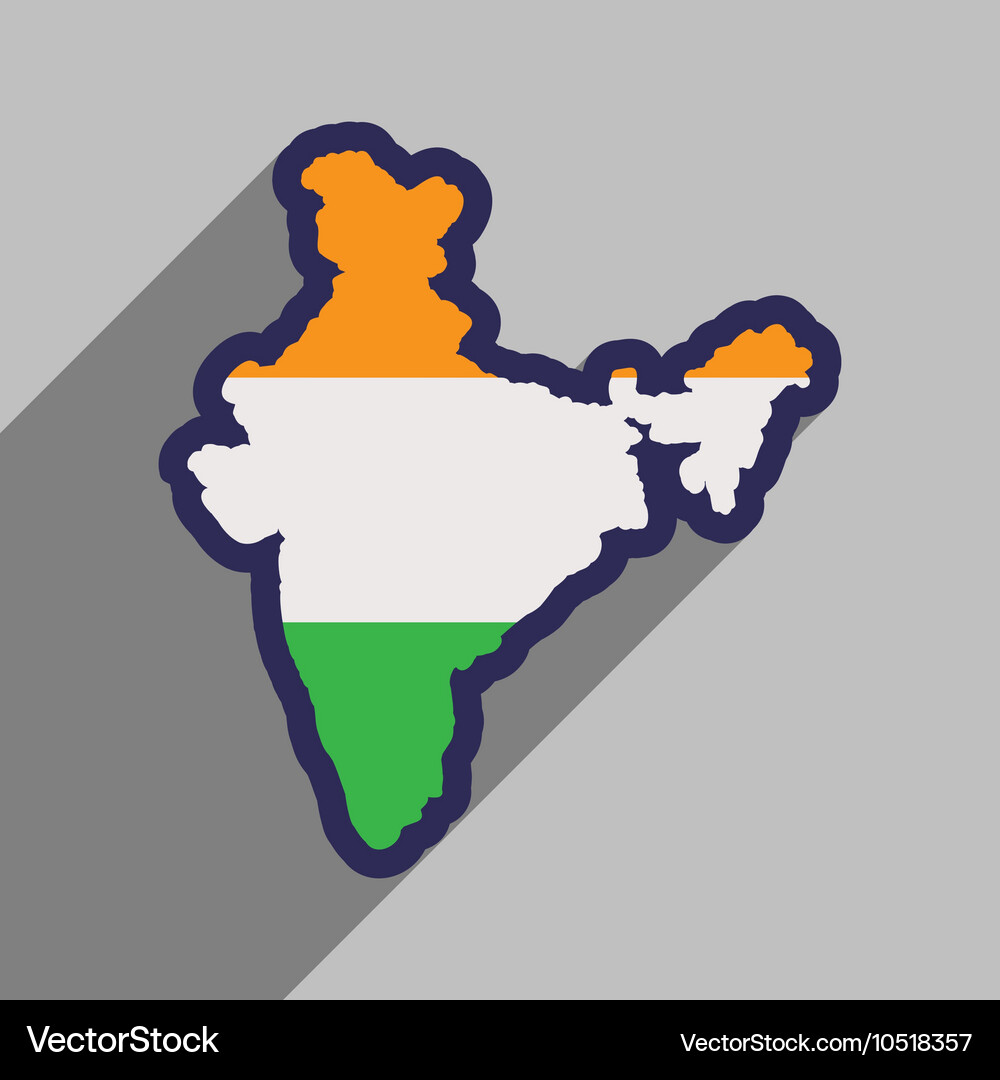 Modern flat icon with long shadow map of india Vector Image