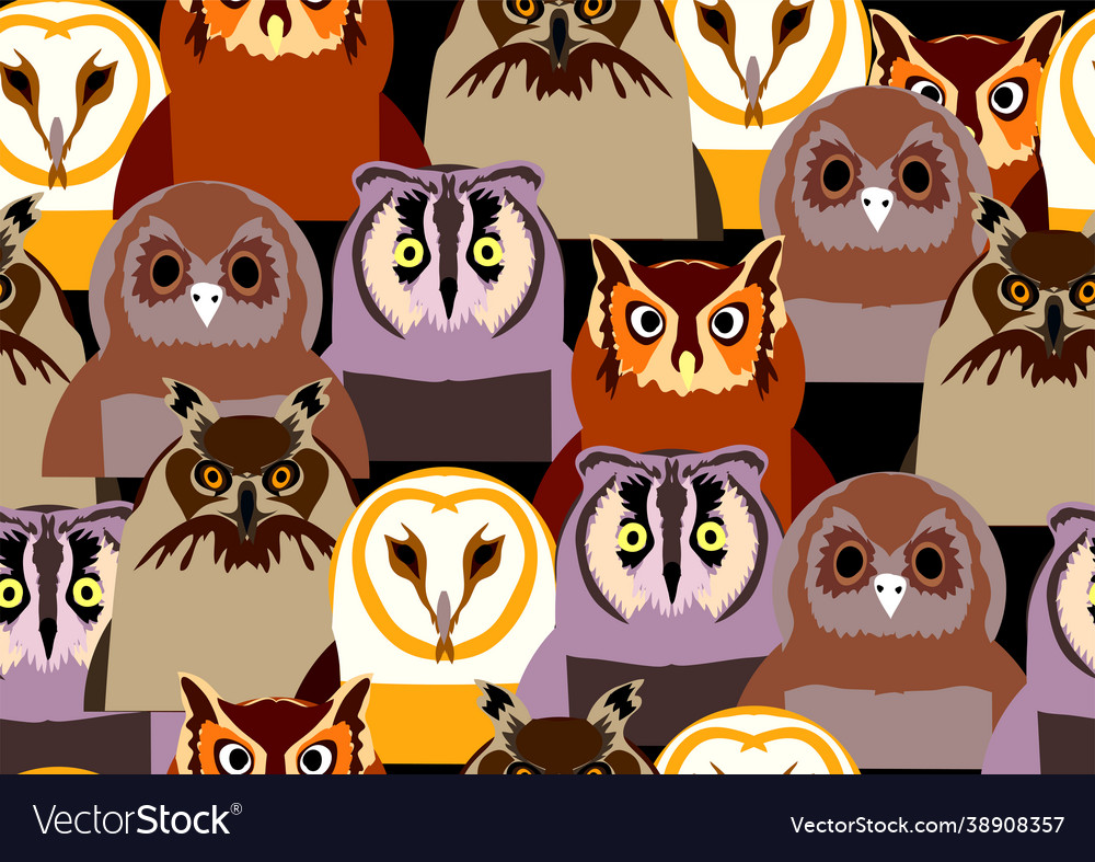 Owls Seamless Pattern Royalty Free Vector Image