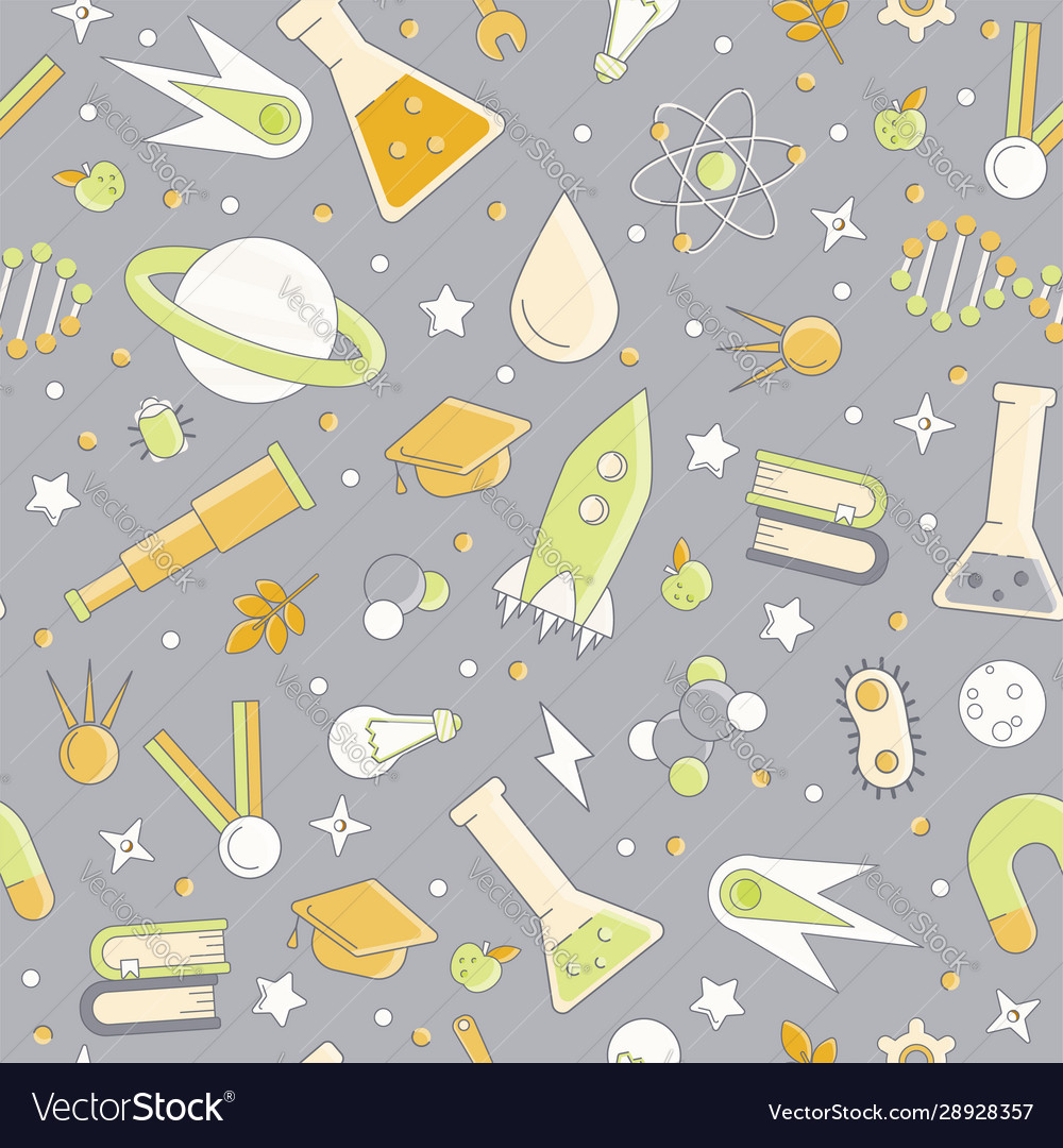 Science flat seamless pattern with scientific Vector Image