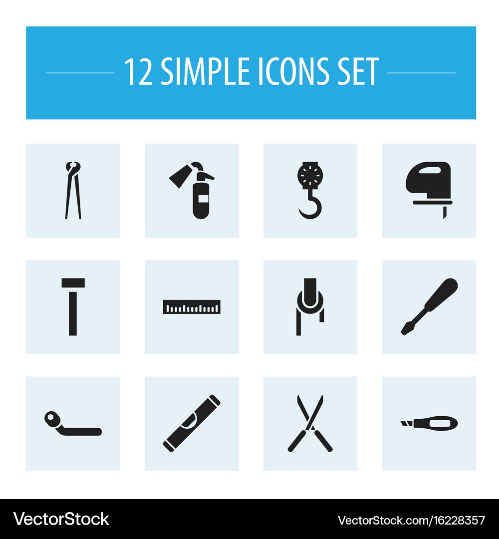 Set of 12 editable tools icons includes symbols Vector Image