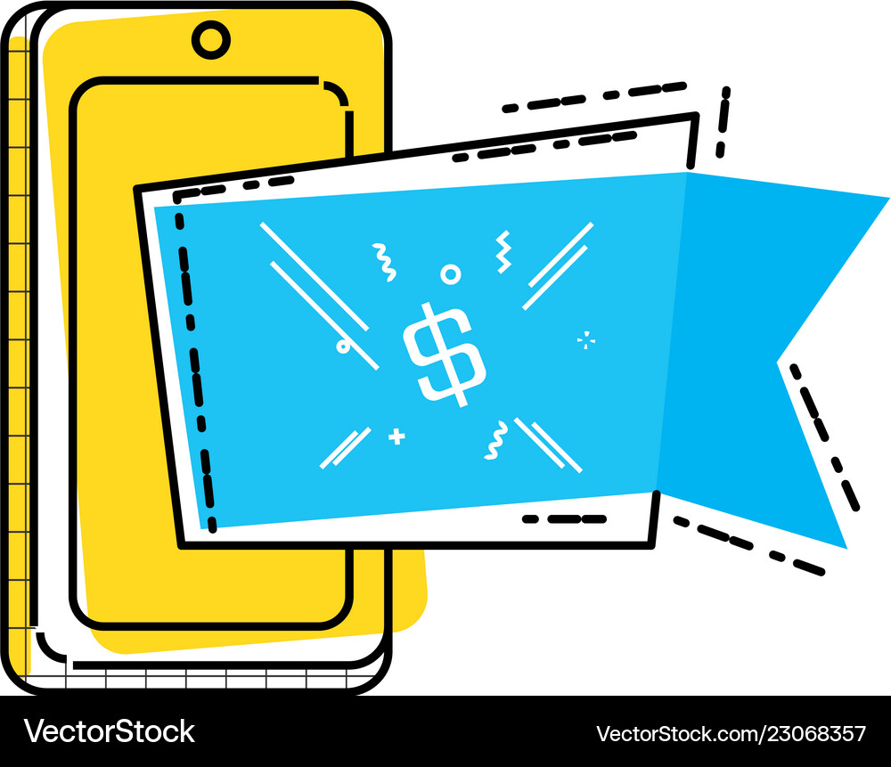 Smartphone with commercial tag hanging Royalty Free Vector