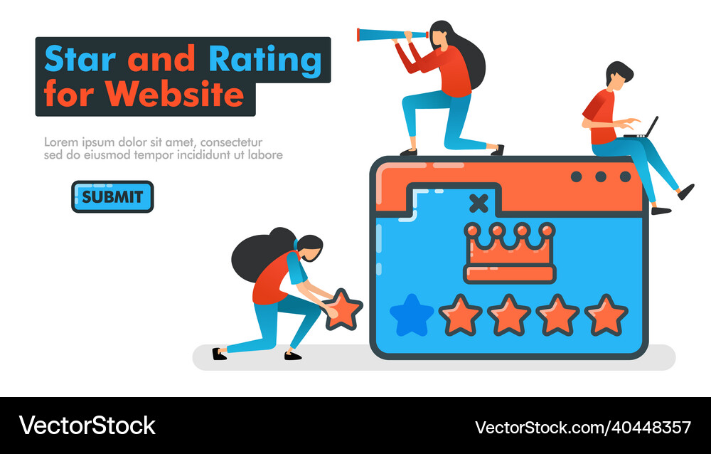 Star and rating for website line provide five Vector Image