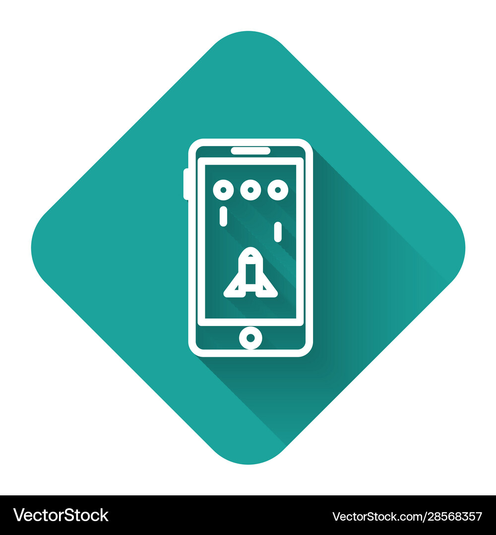 White line smartphone and playing in game icon Vector Image