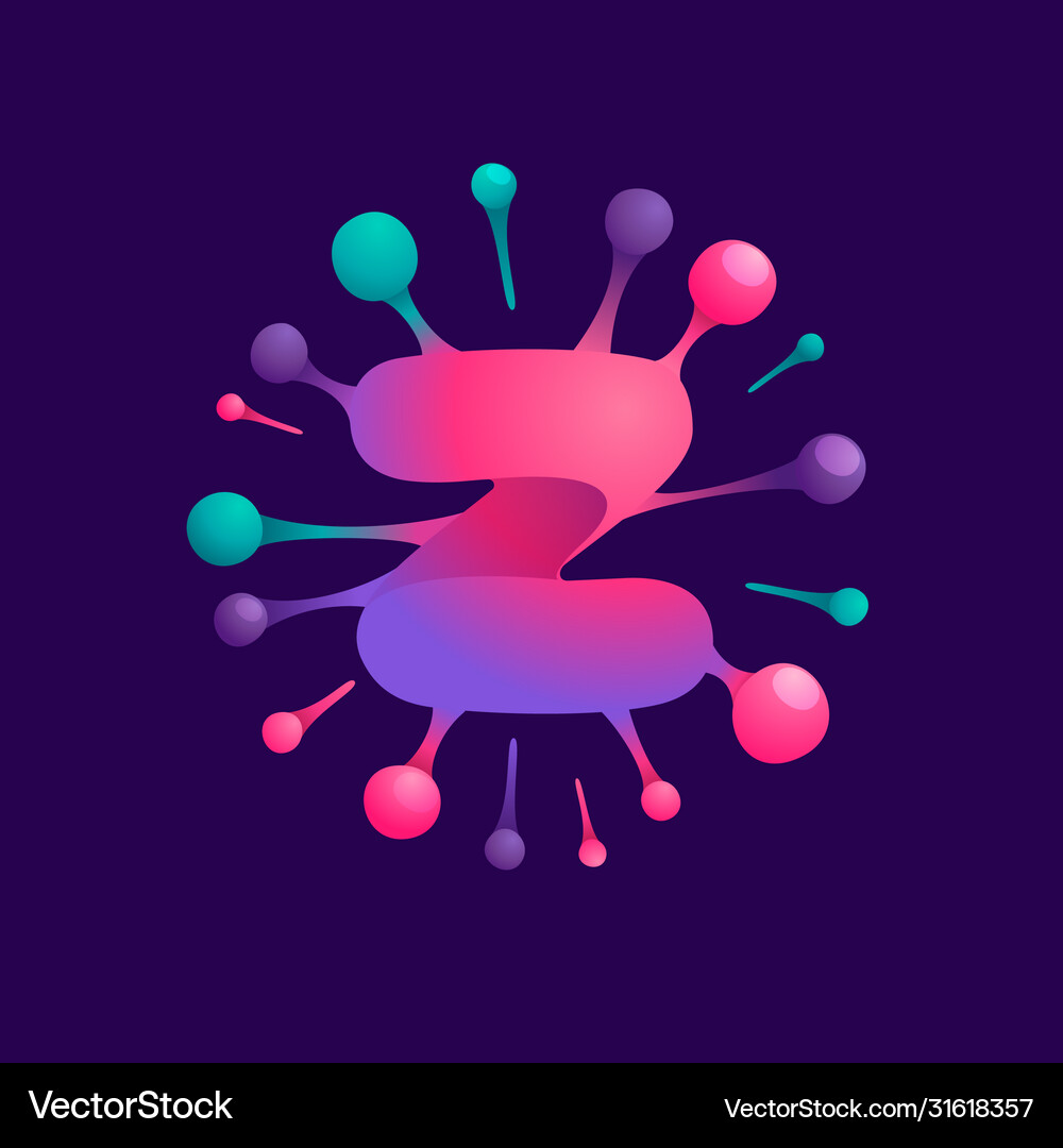 Z letter vibrant virus logo with circle structure Vector Image