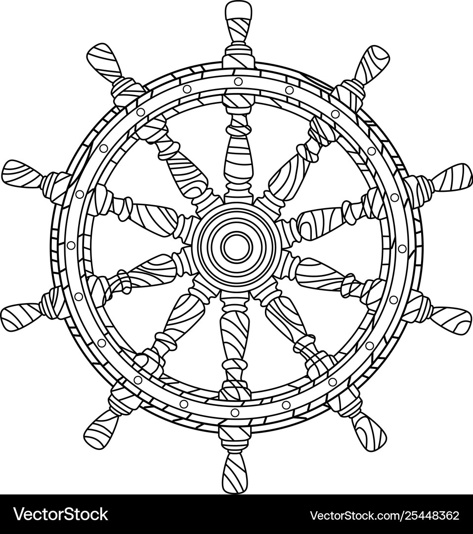 Black white boat handwheel ship wheel helm Vector Image