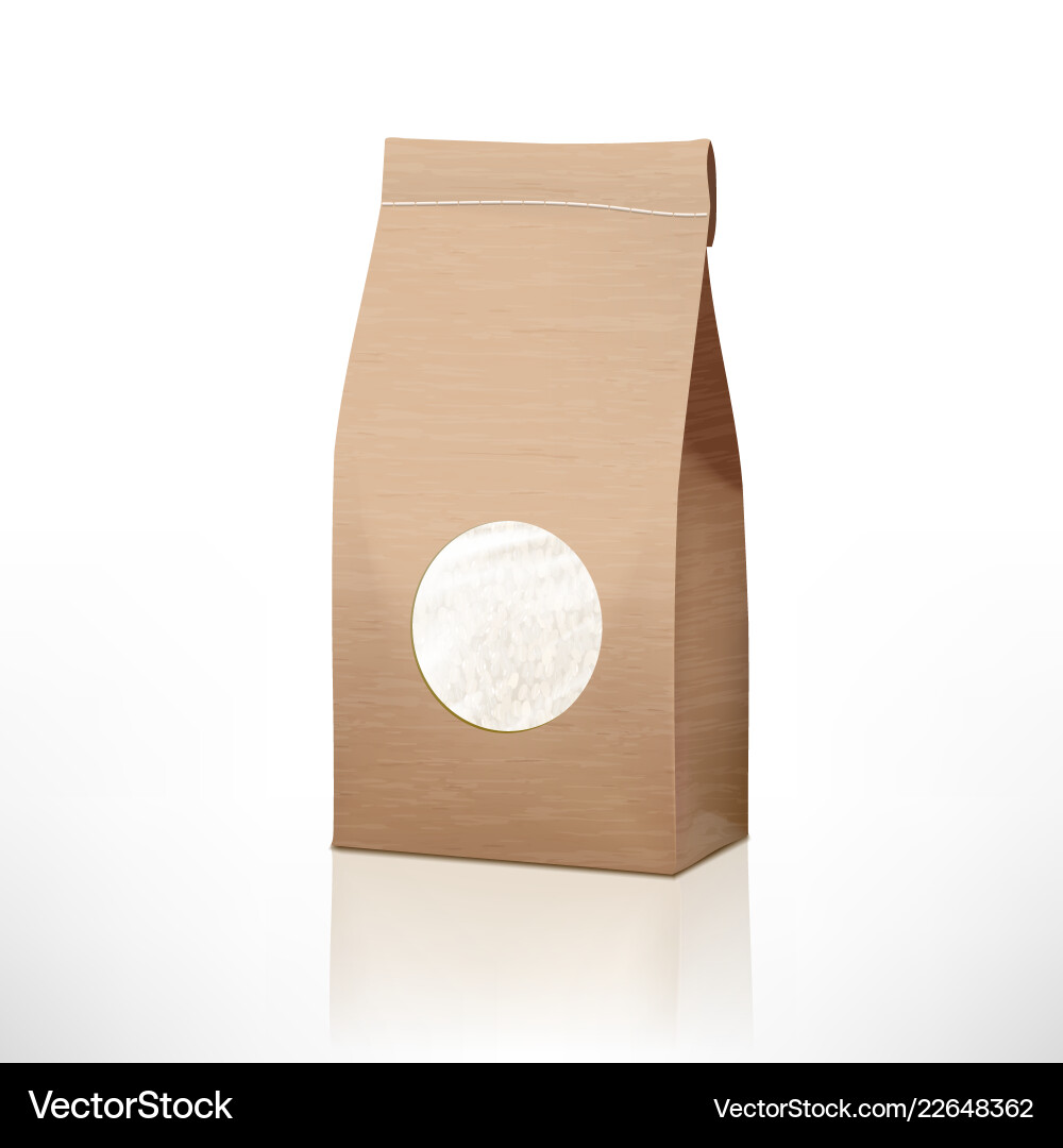 Brown craft paper rice bag packaging with Vector Image