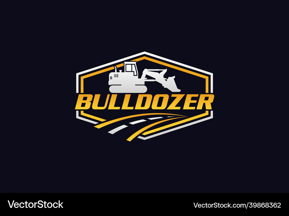 Bulldozer logo template heavy equipment Royalty Free Vector