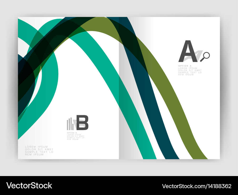 Business brochure flyer template wave and line Vector Image