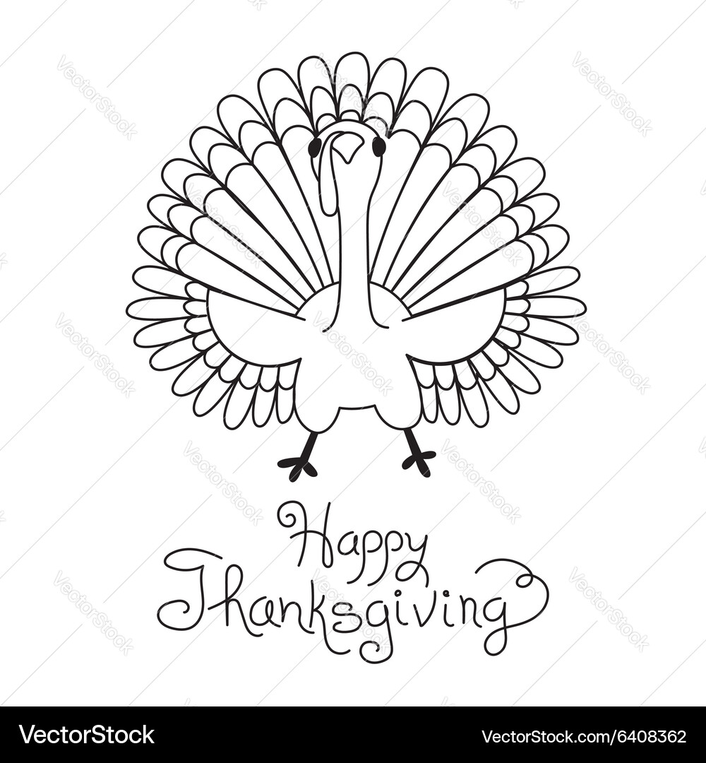 Doodle thanksgiving turkey freehand drawing Vector Image