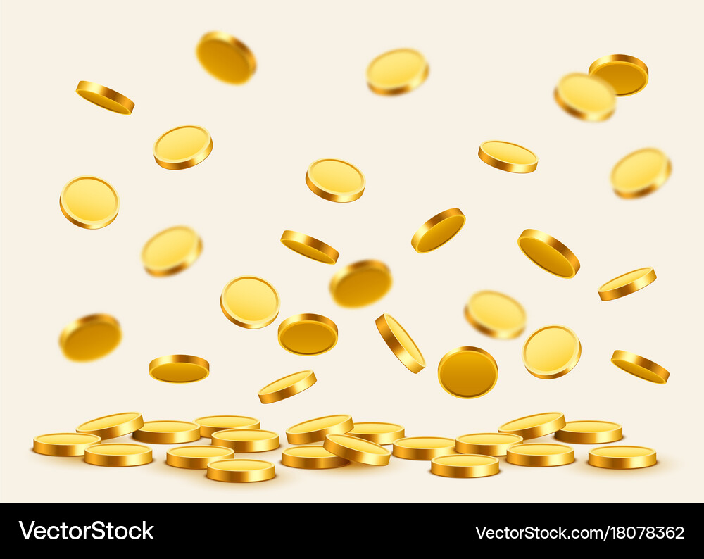 Falling coins money flying gold Royalty Free Vector Image