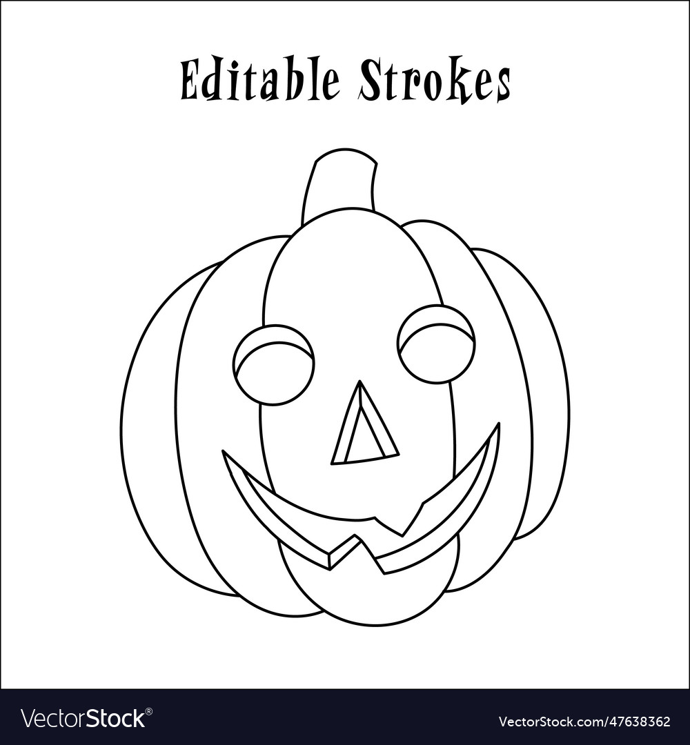 Halloween pumpkin kids head with editable stroke Vector Image