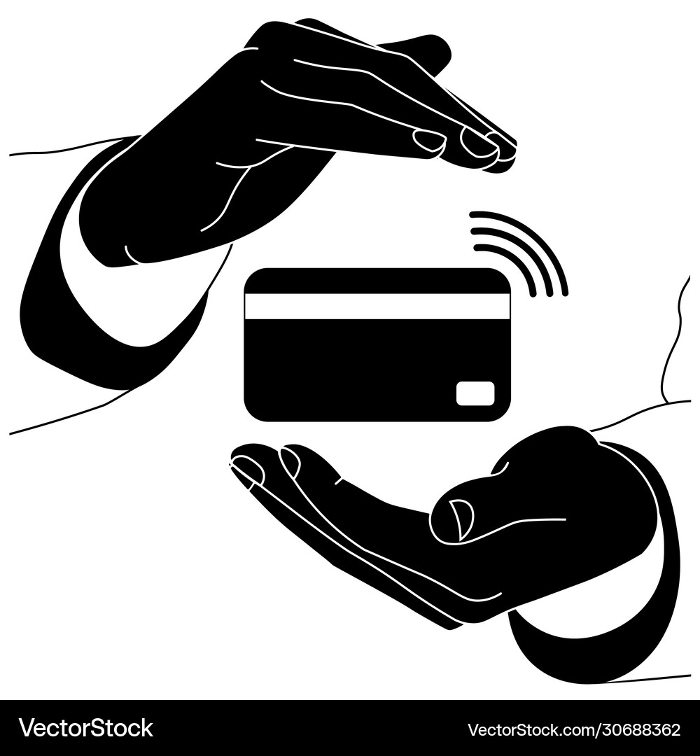 Icon logo hands holding contactless card Vector Image