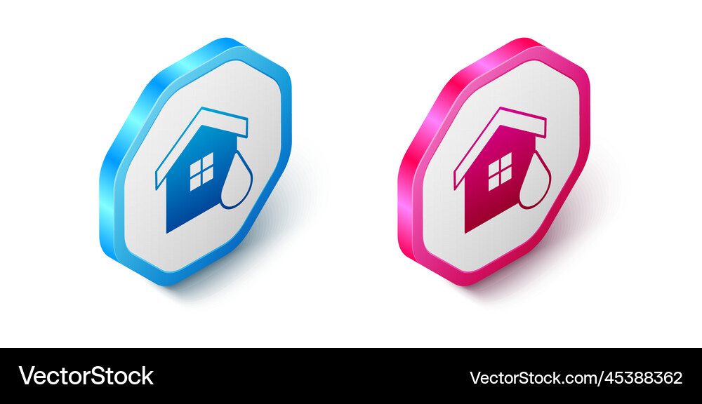 Isometric house flood icon isolated on white Vector Image