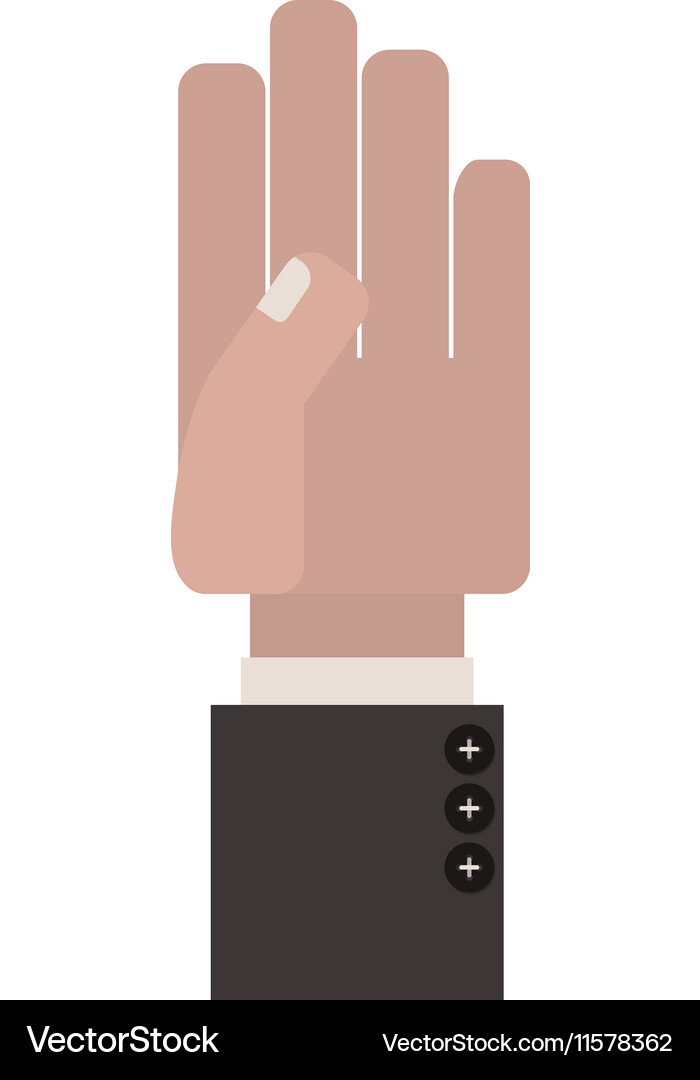 Palm view hand with formal suit sleeve Royalty Free Vector