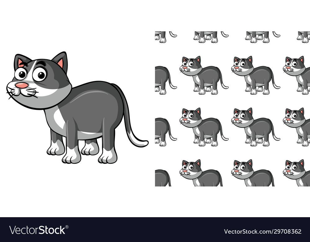 Seamless background design with gray cat Vector Image
