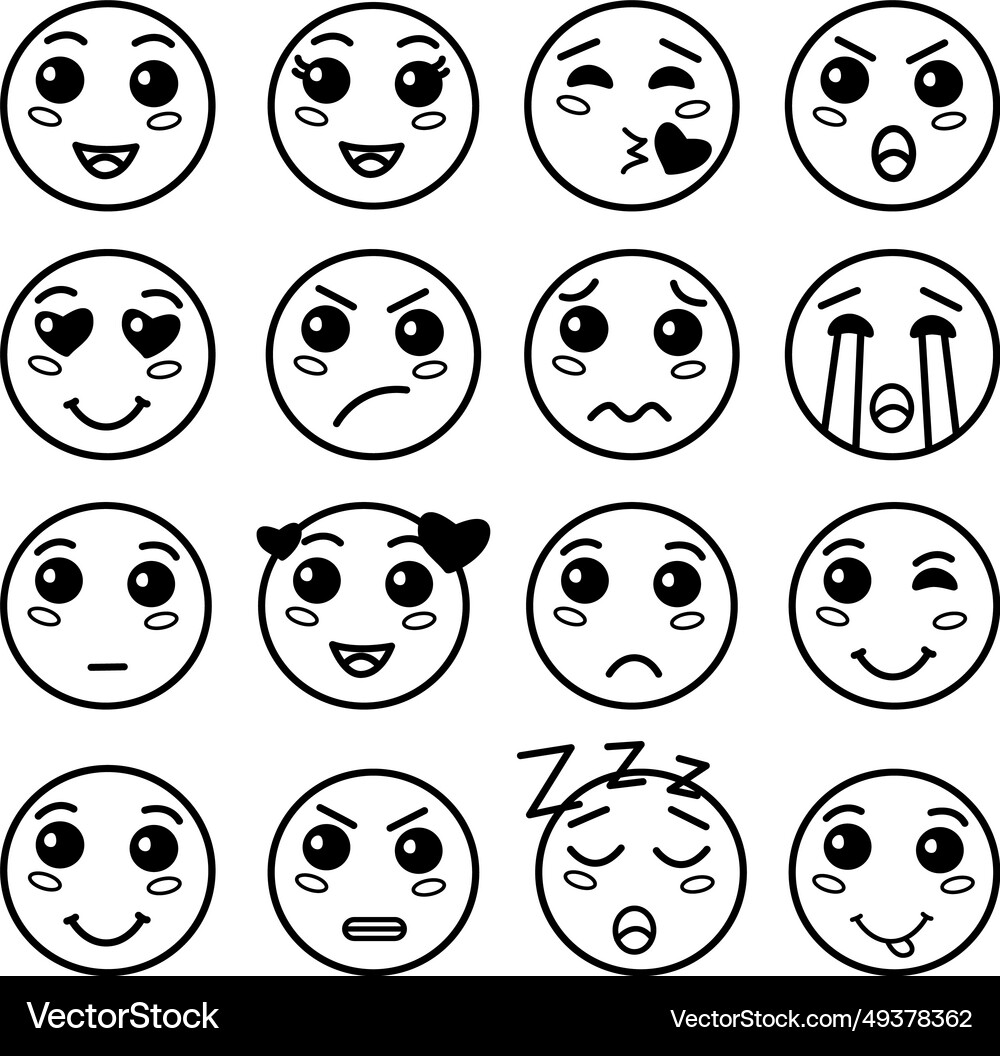 Set of charming human faces emotions face Vector Image