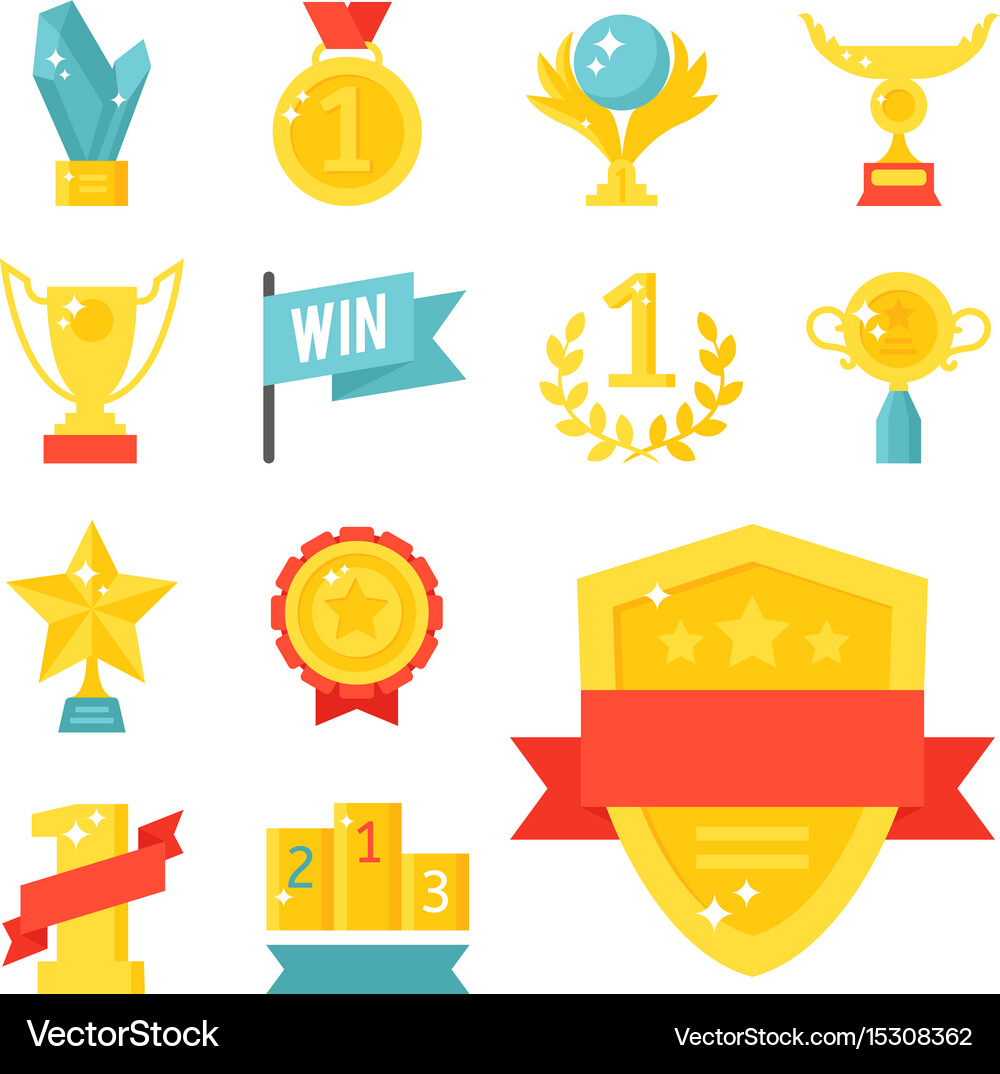 Trophy champion cup flat icon winner gold Vector Image