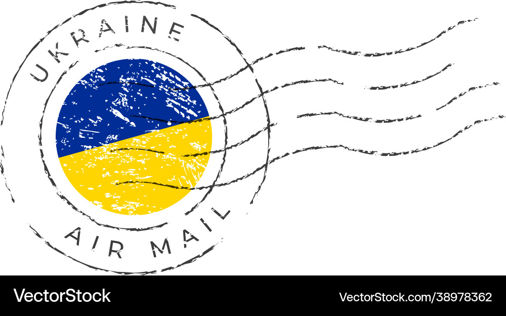 Ukraine postage mark national flag stamp Vector Image