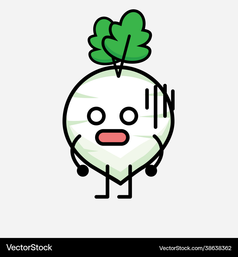 White radish character with cute face and simple Vector Image