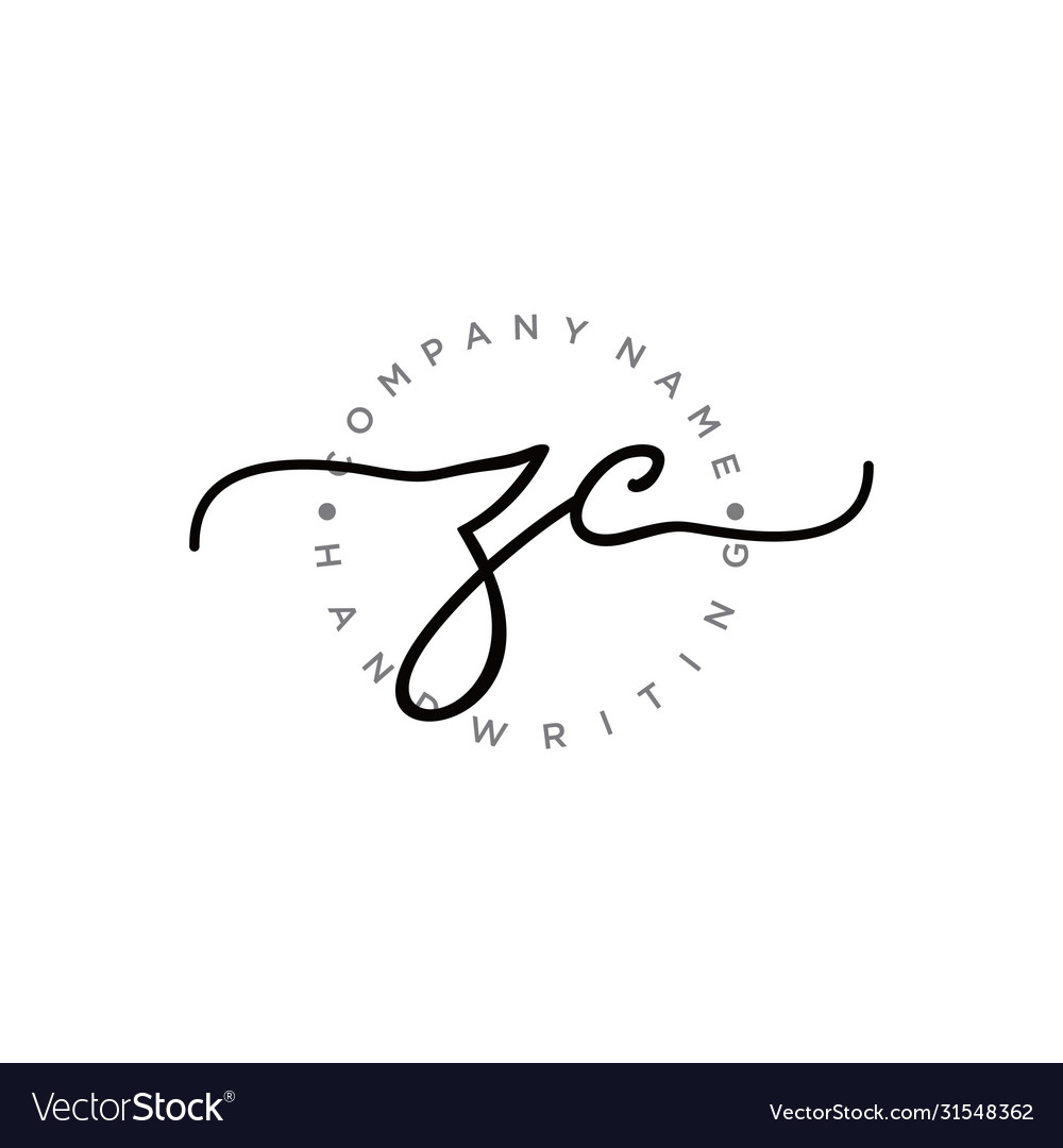 Zc initial handwriting logo design Royalty Free Vector Image