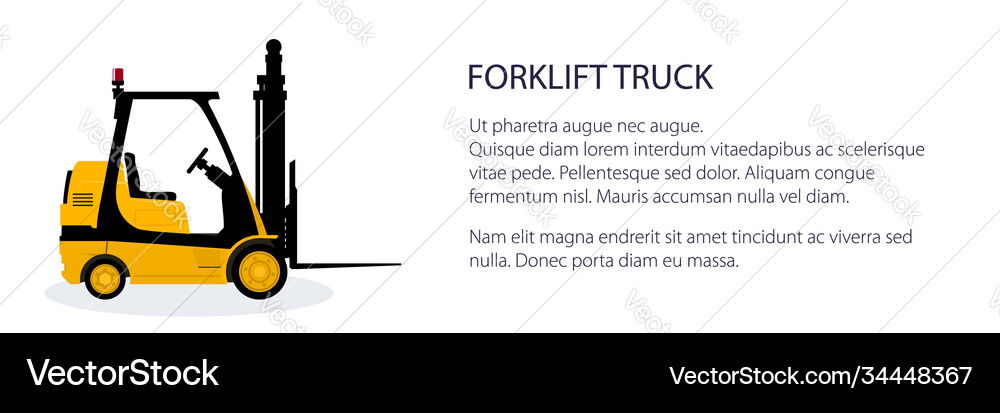 Banner with yellow forklift truck Royalty Free Vector Image