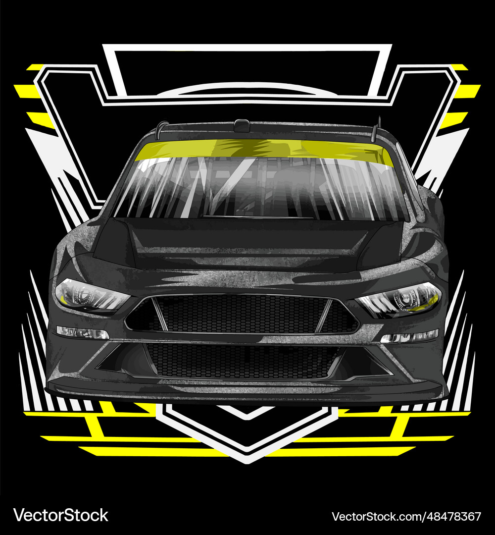 Black drag racing car with yellow strip Royalty Free Vector