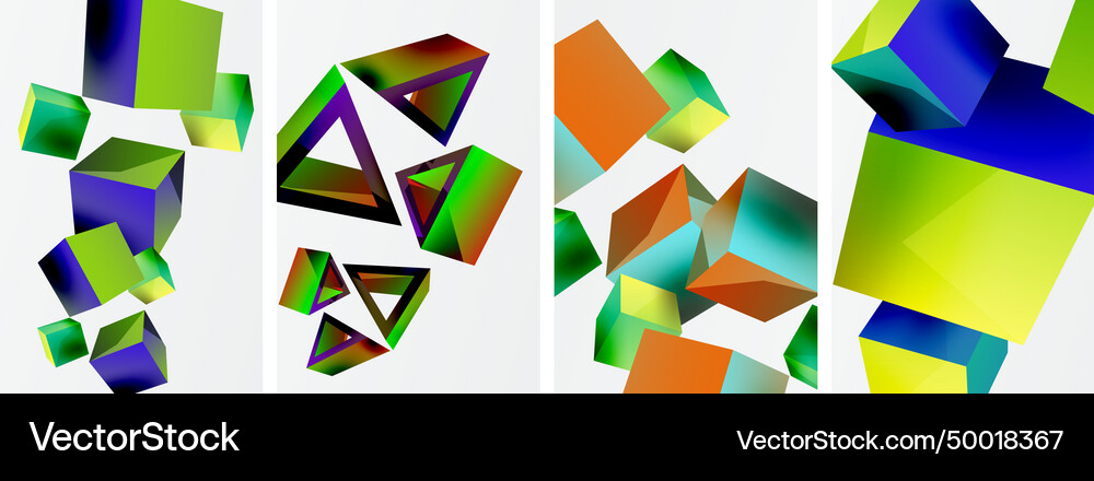 Composition of 3d cubes and other geometric Vector Image
