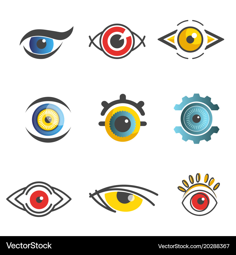 Fantastic unusual eyes of several shapes set Vector Image