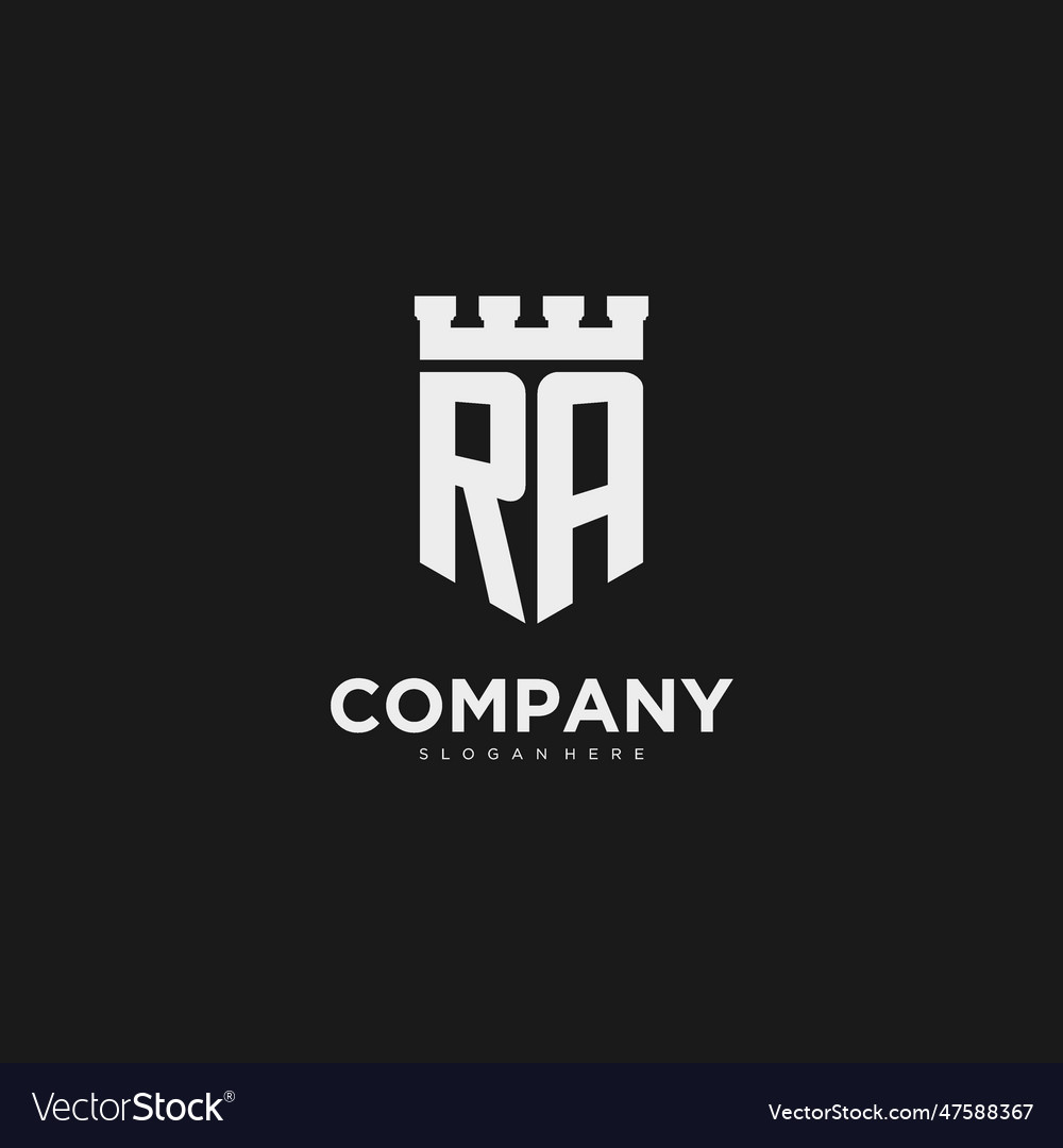 Initials ra logo monogram with shield Royalty Free Vector