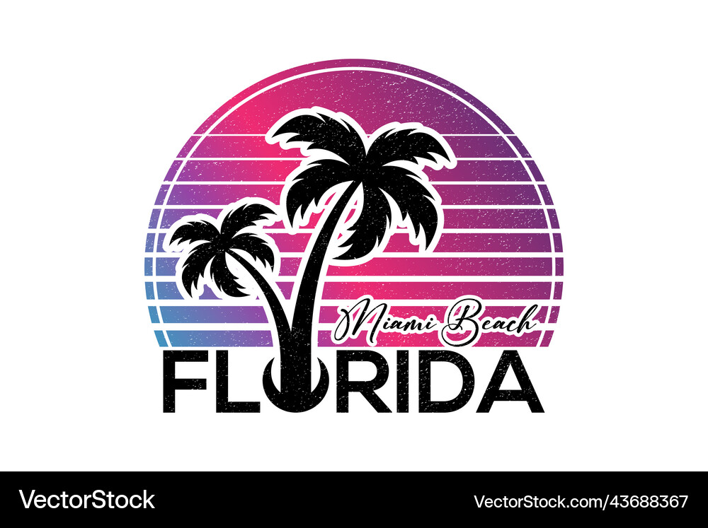 Miami beach florida t shirt design Royalty Free Vector Image
